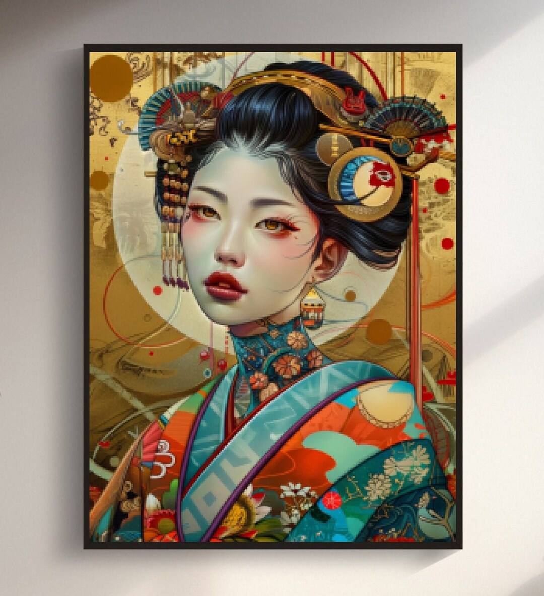 Elegant Modern Japanese Geisha Digital Art Print - Wall Decor - Etsy