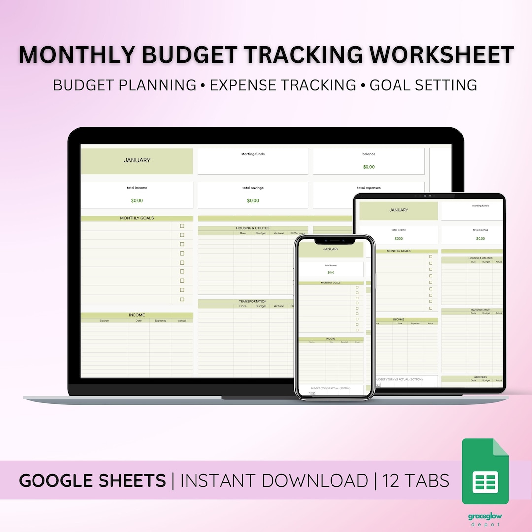 12-month Personal Budget Tracking Workbook - Etsy