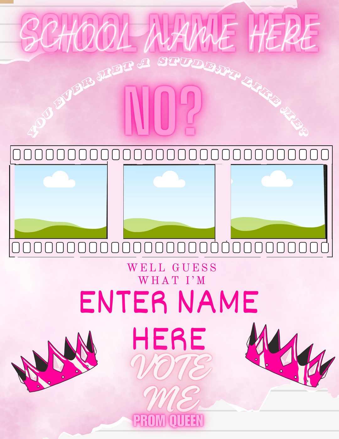 Class Campaign Flyer, Election Flyer Prom Queen Flyer DIY Editable ...