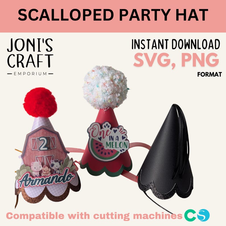 Scalloped Party Hat SVG | DIY Birthday Hat Template | Cricut ...