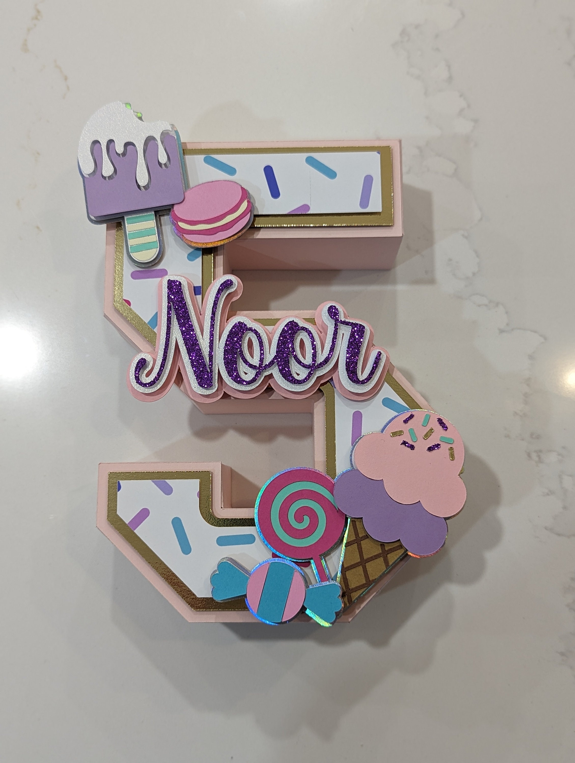 Candyland 3D Number • Ice Cream Party 3D Number • Lollipops, Ice Cream ...