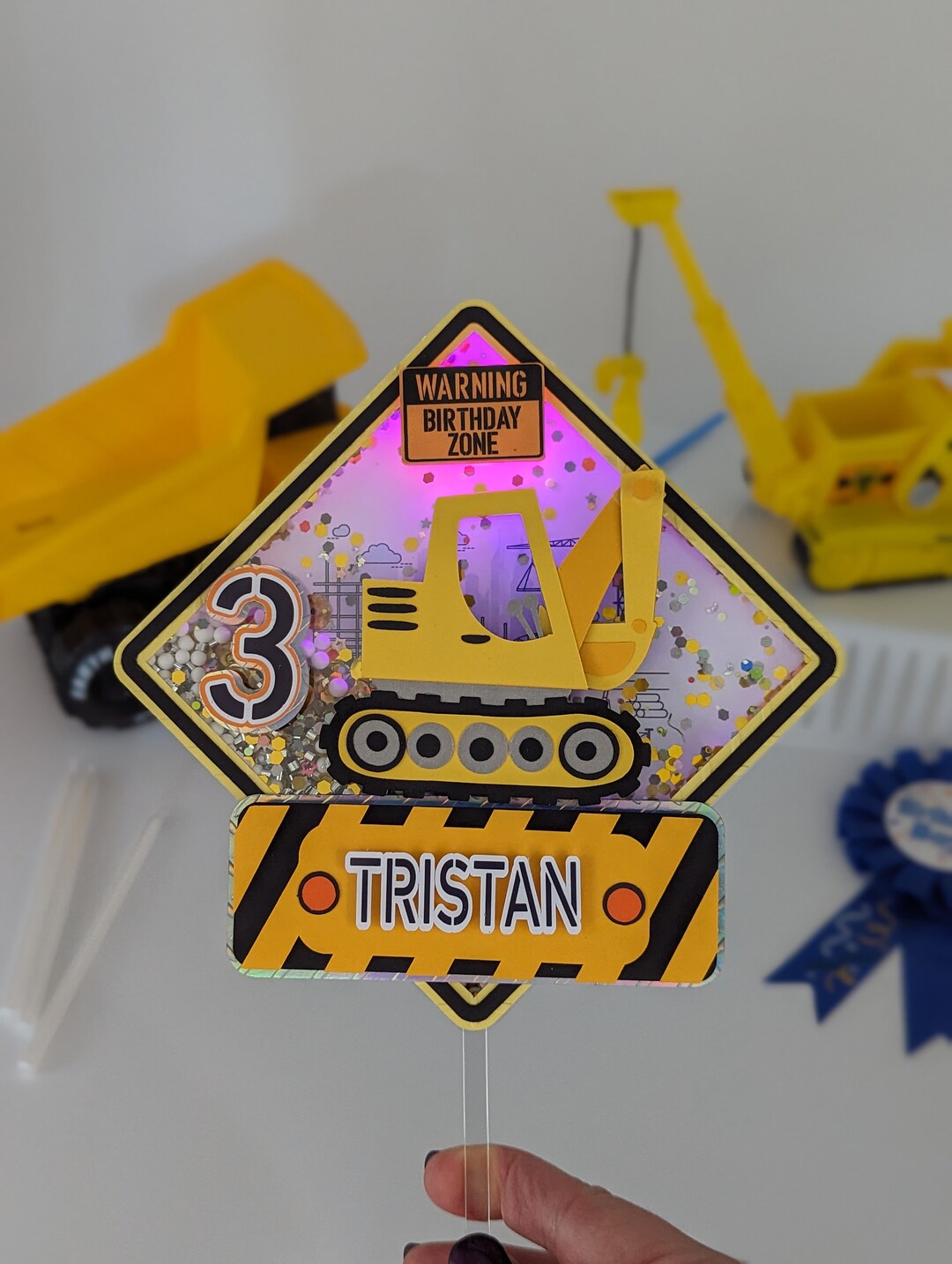 Construction Cake Topper Excavator Cake Topper With Moving Arm Under ...