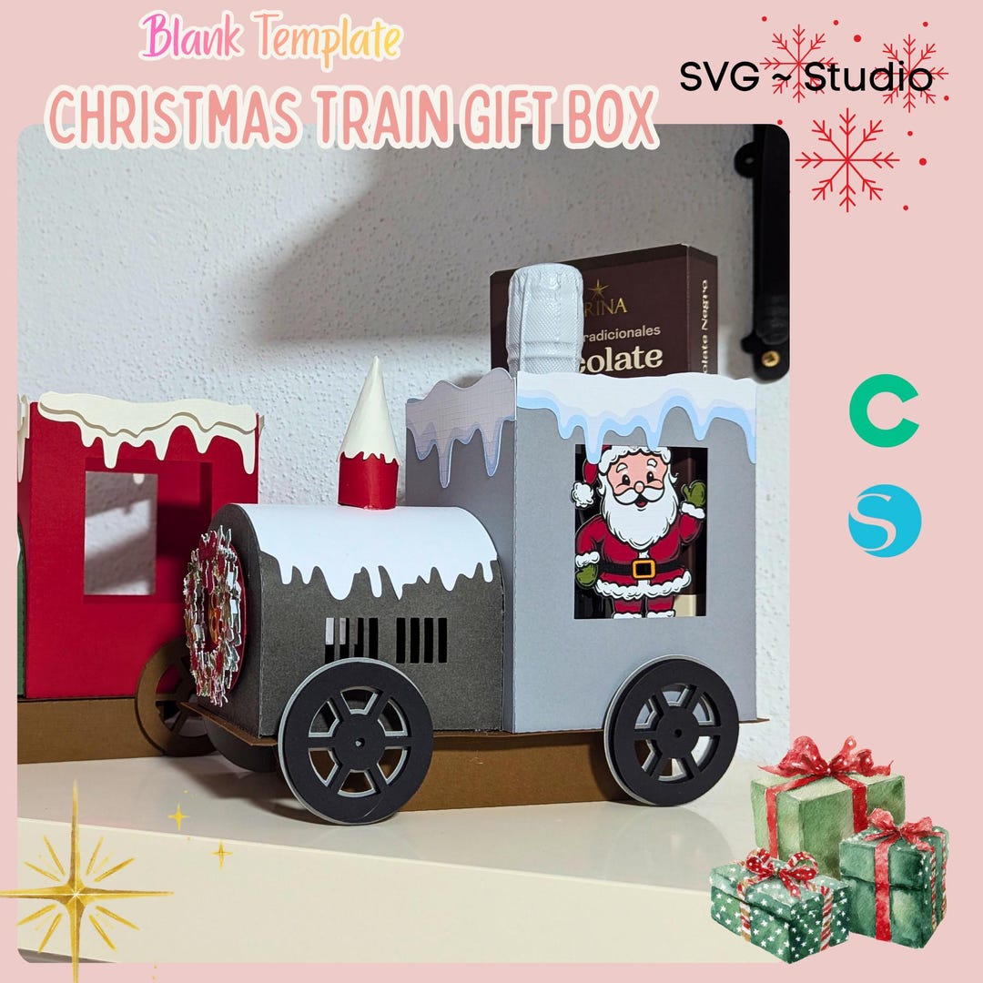 3D Christmas Train SVG | Holiday Layered Train Papercraft | Christmas ...
