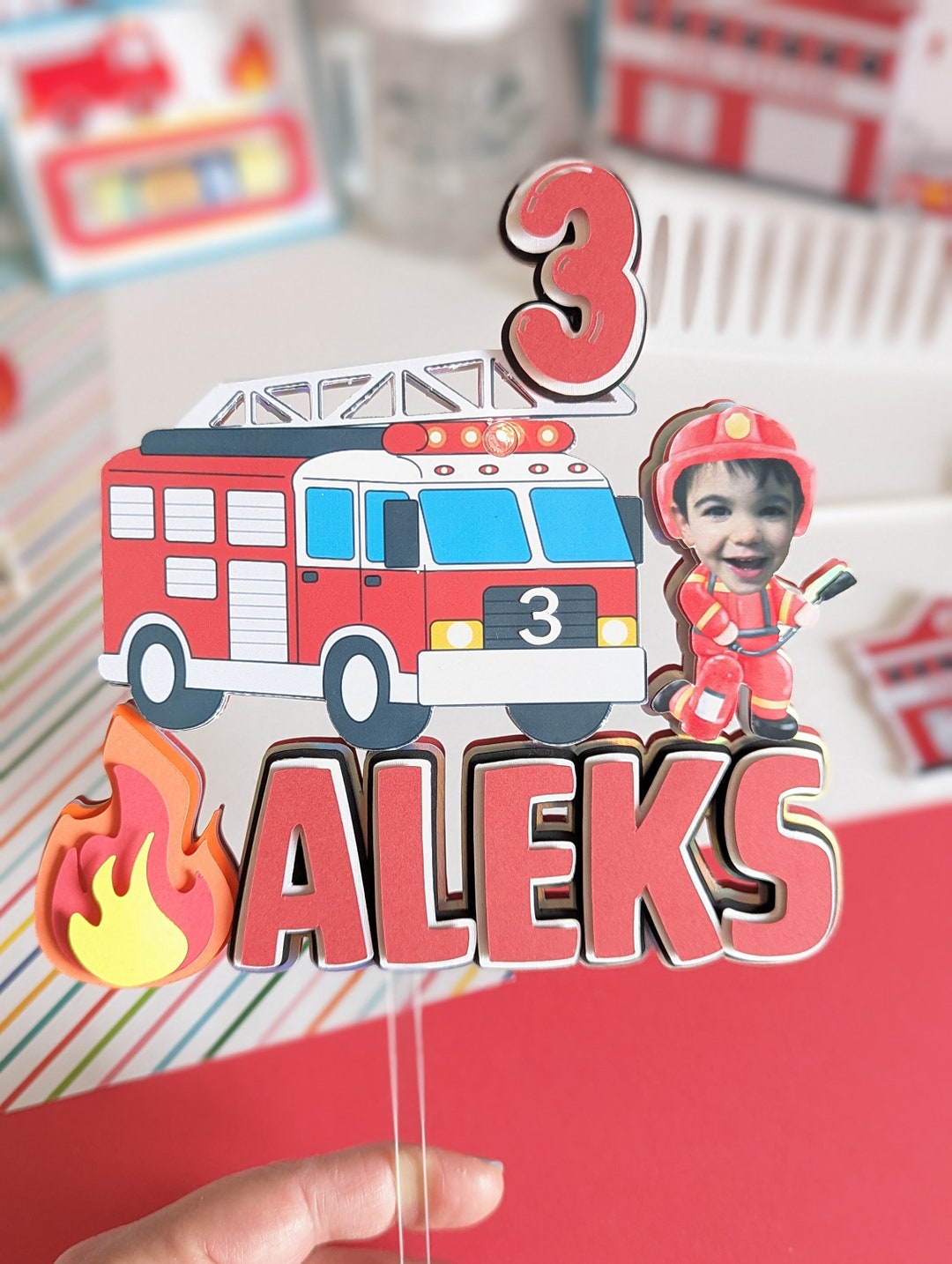 Firetruck Cake Topper • Fire Engine Cake Topper • Firefighter Cake ...