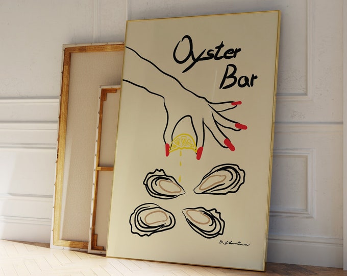 Oyster Bar Print Seafood Print Fish Print Modern Kitchen Art Aesthetic ...