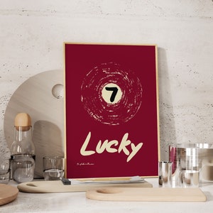 Vintage Pool Ball Print | Lucky Number 7 Wall Art - Etsy
