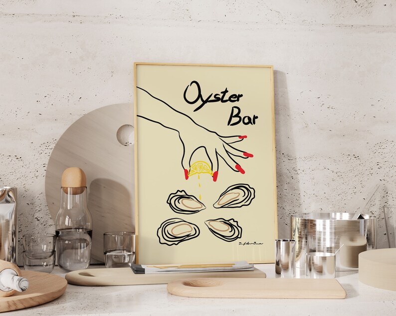 Oyster Bar Print | Modern Kitchen Wall Art | Seafood Lover Print - Etsy