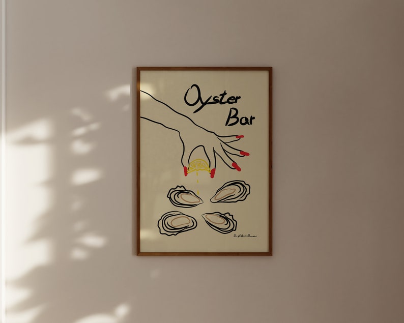 Oyster Bar Print | Modern Kitchen Wall Art | Seafood Lover Print - Etsy