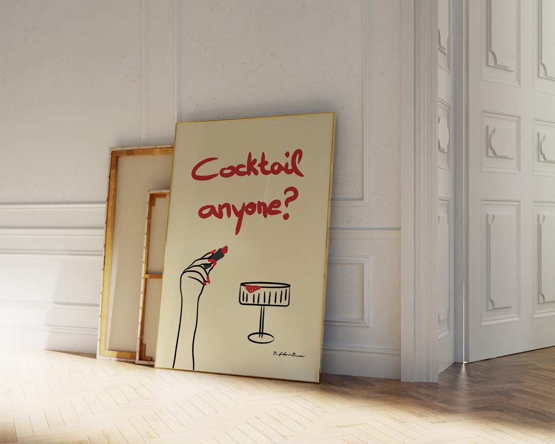 Cocktail Anyone | Vintage Drink Poster | Bar Cart Decor | Cocktail ...