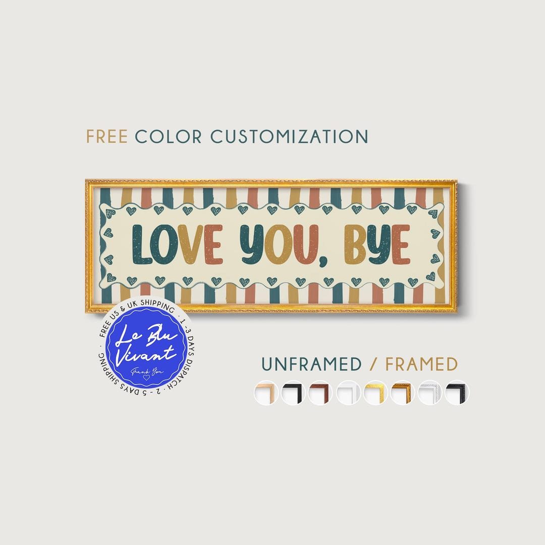 Love You Bye Print | Retro Hallway Panoramic Art | Above Door Sign - Etsy