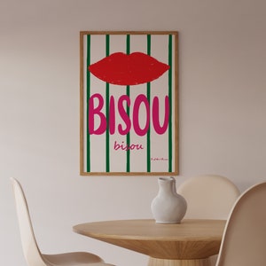 Bisou Bisou Print | Love Print | Typography Print | Bold Font Poster | Mid Century Wall Art ...