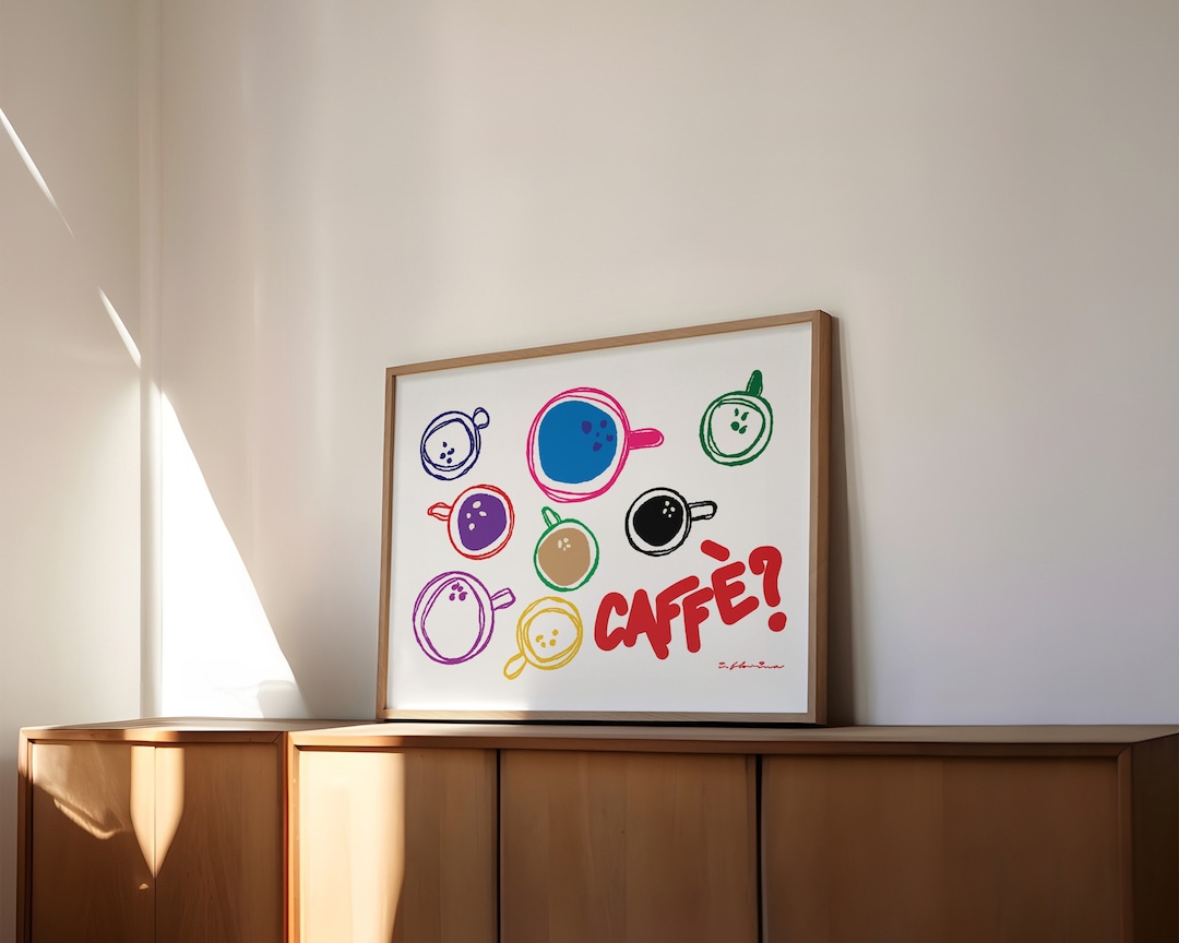 Caffe Print | Horizontal Modern Kitchen Wall Art | Colorful - Etsy