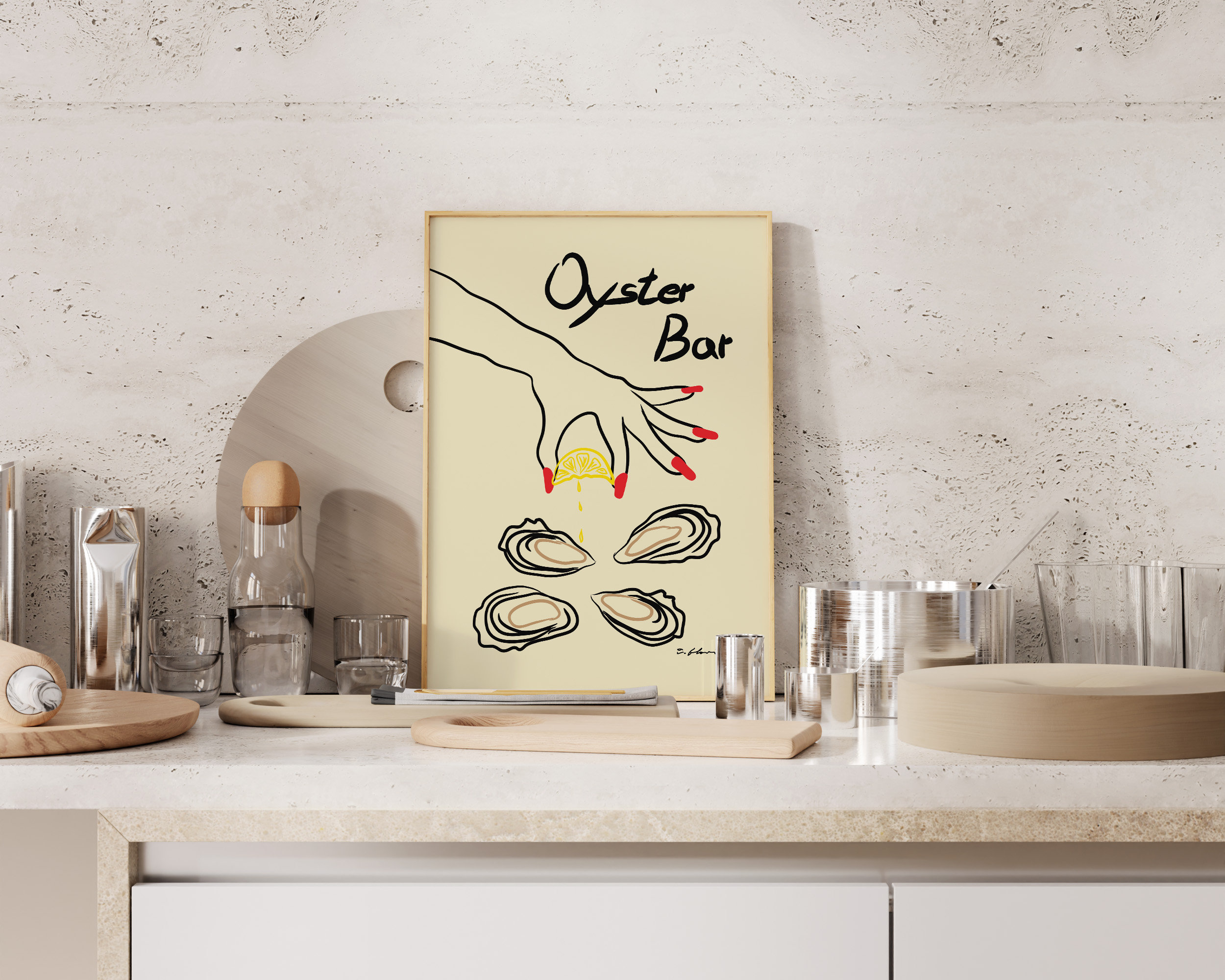 Oyster Bar Print | Modern Kitchen Wall Art | Seafood Lover Print - Etsy