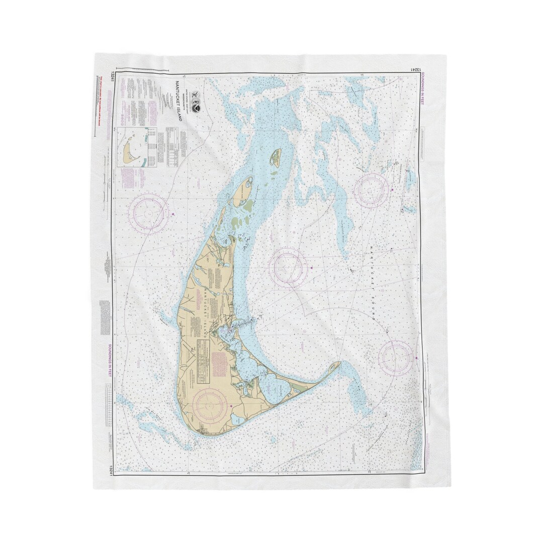 Nantucket Nautical Chart Plush Blanket - Etsy