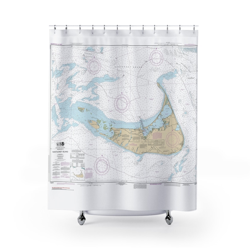Nautical Nantucket Chart Shower Curtain Custom High Quality - Etsy