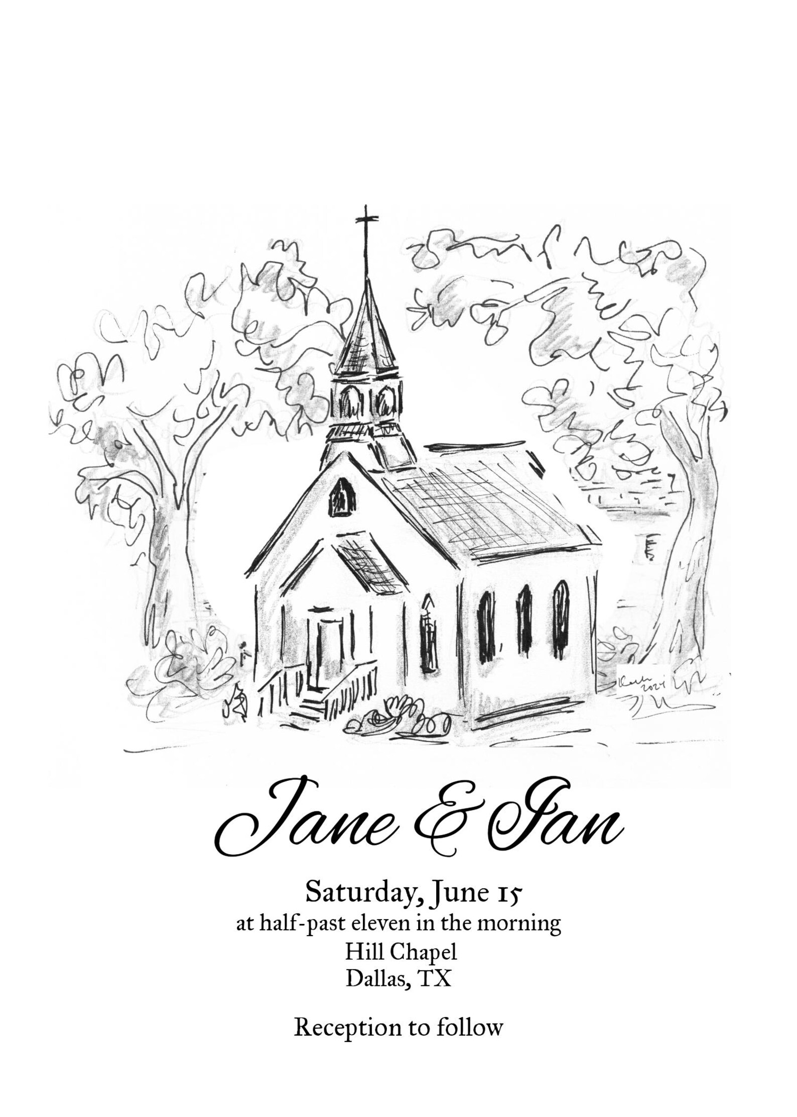 Custom Wedding Venue Illustration, Wedding Venue Sketch Invitation ...