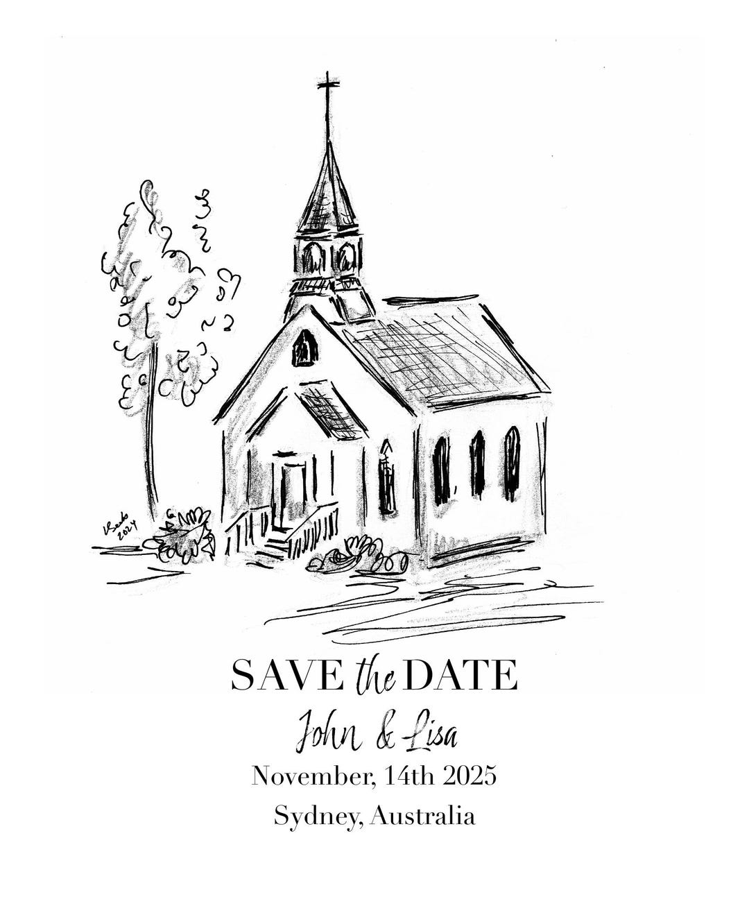 Custom Wedding Venue Illustration, Wedding Venue Sketch Invitation ...