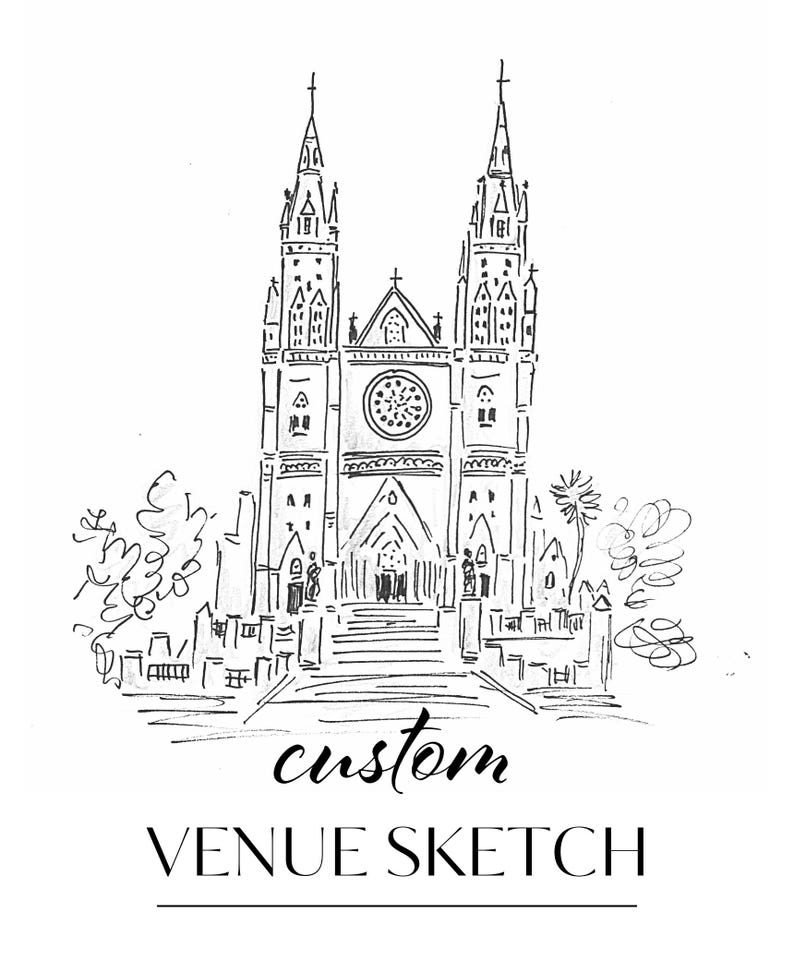 Custom Wedding Venue Illustration, Wedding Venue Sketch Invitation ...