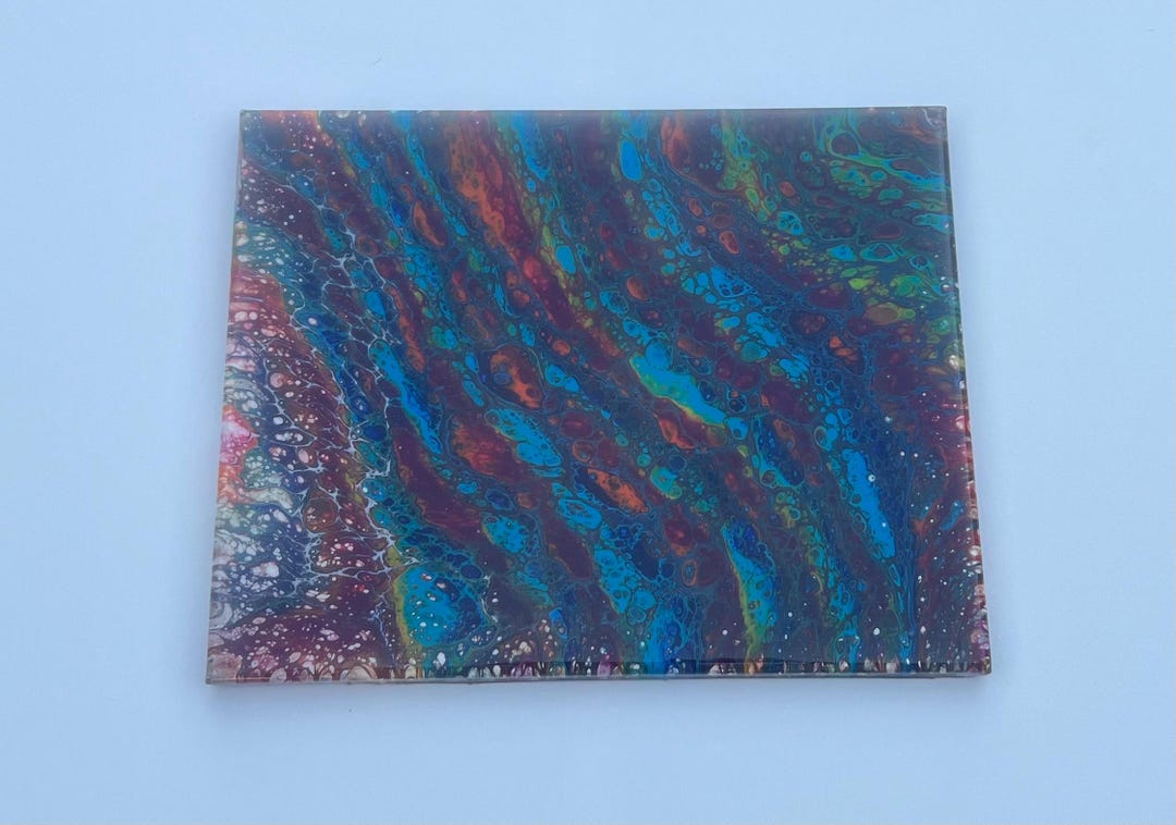 Rainbow Cells Acrylic Pour Painting-epoxied and Backed - Etsy