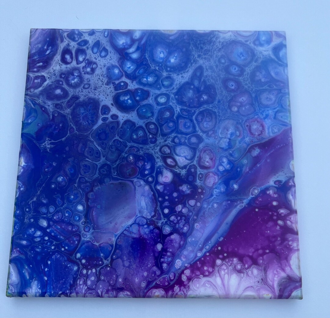 Purple Asphalt Acrylic Pour Painting-epoxied and Backed - Etsy