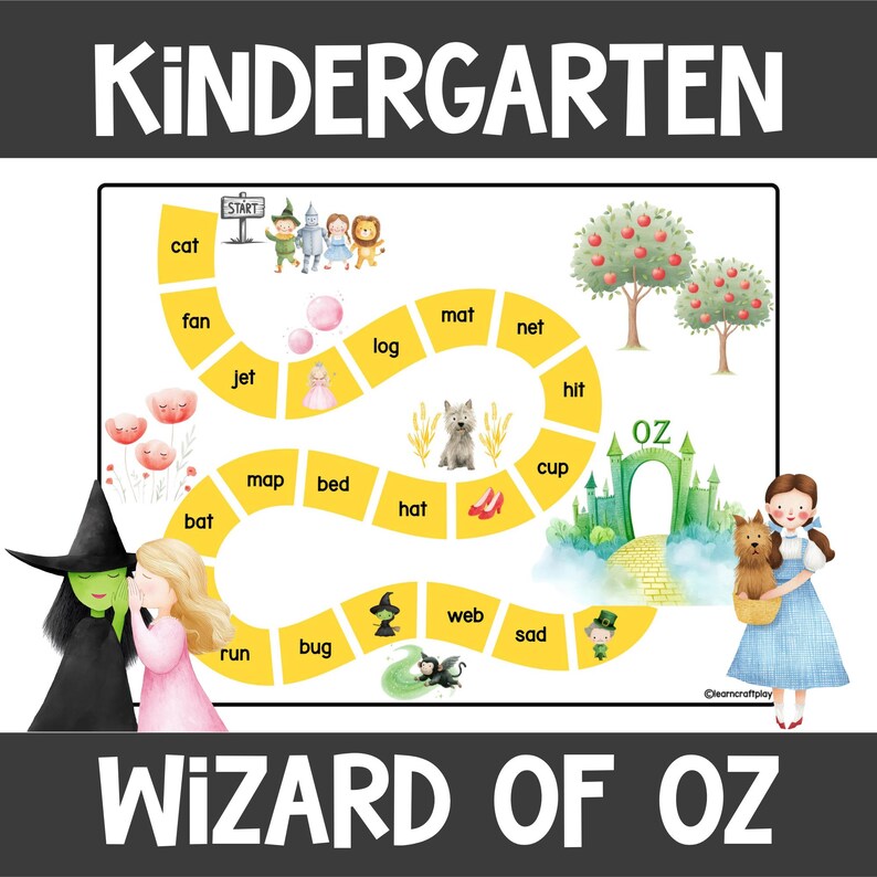 Kindergarten - Wizard of Oz/wicked Inspired CVC Board Game - Etsy