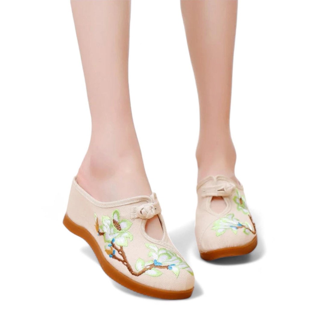 Off-white Platform Wedge Slippers | Hidden Wedge Lift Slip on Shoes ...