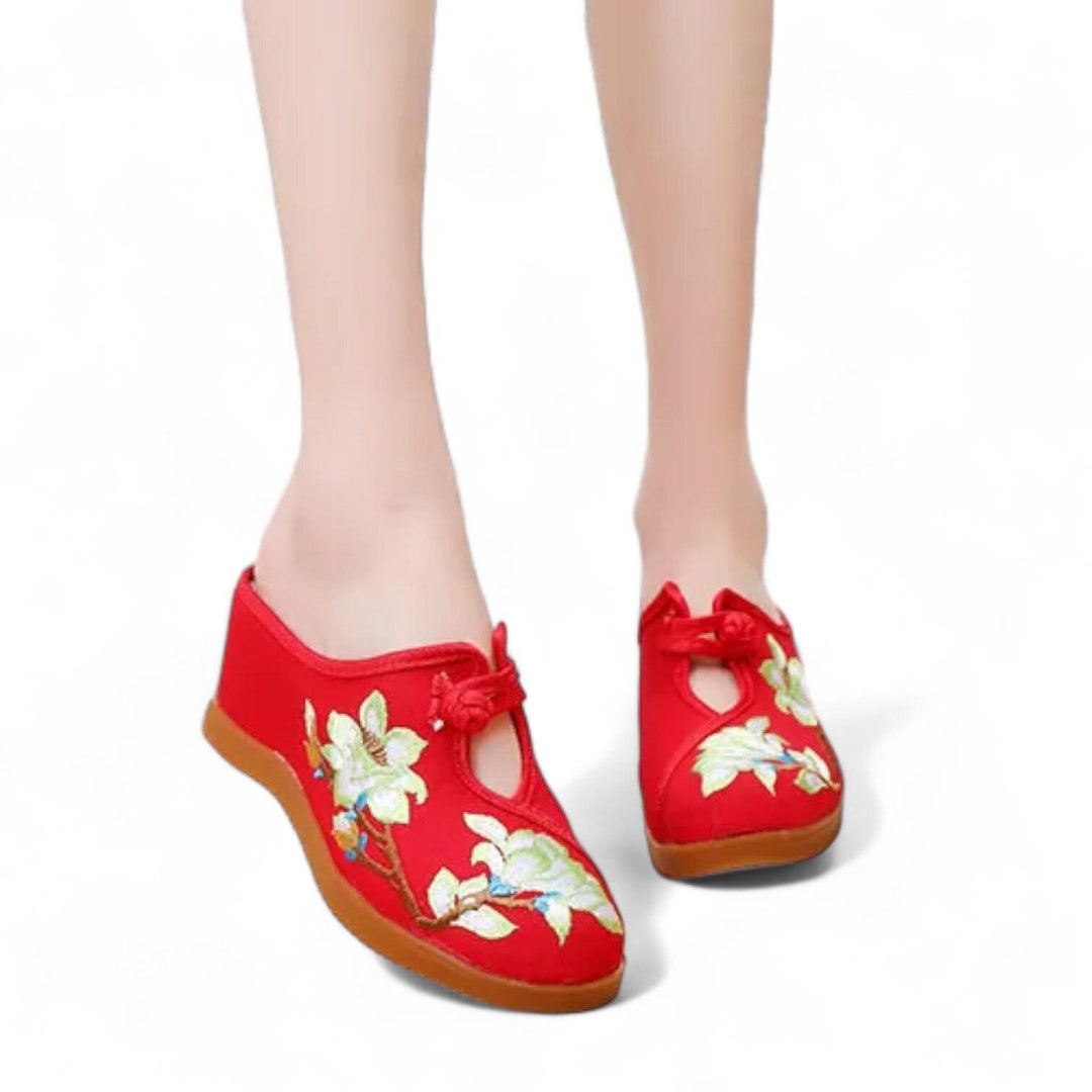 Red Platform Wedge Slippers | Hidden Wedge Lift Slip on Shoes ...