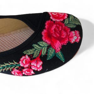 Red Roses Embroidered White Ballet Flats | Cream White Slip-on Shoes ...