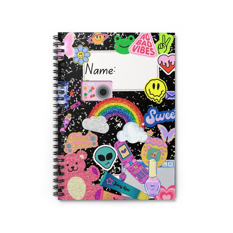 Y2K Spiral Notebook Ruled Line, 2000s Aesthetic Spiral Notebook, Cute ...