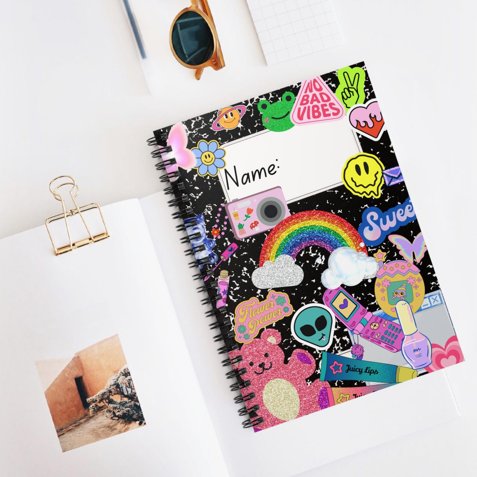 Y2K Spiral Notebook Ruled Line, 2000s Aesthetic Spiral Notebook, Cute ...