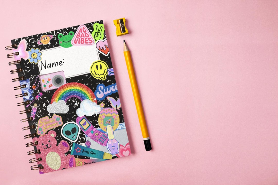 Y2K Spiral Notebook Ruled Line, 2000s Aesthetic Spiral Notebook, Cute ...