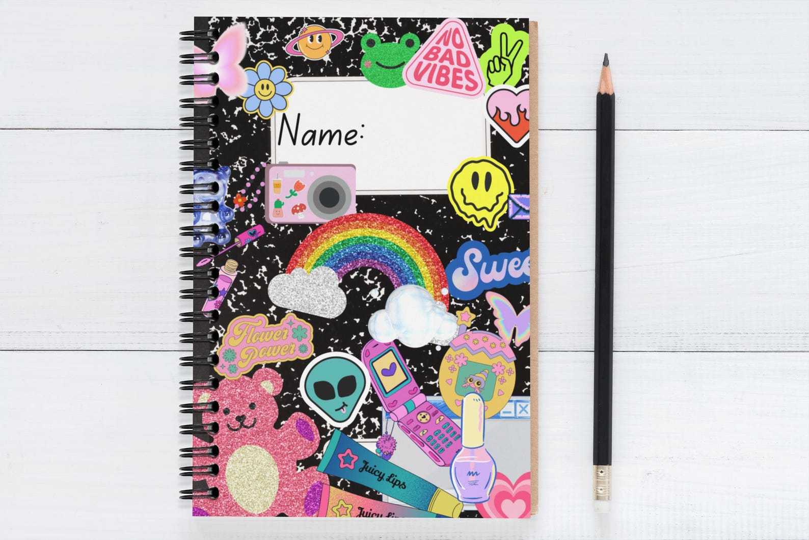 Y2K Spiral Notebook Ruled Line, 2000s Aesthetic Spiral Notebook, Cute ...