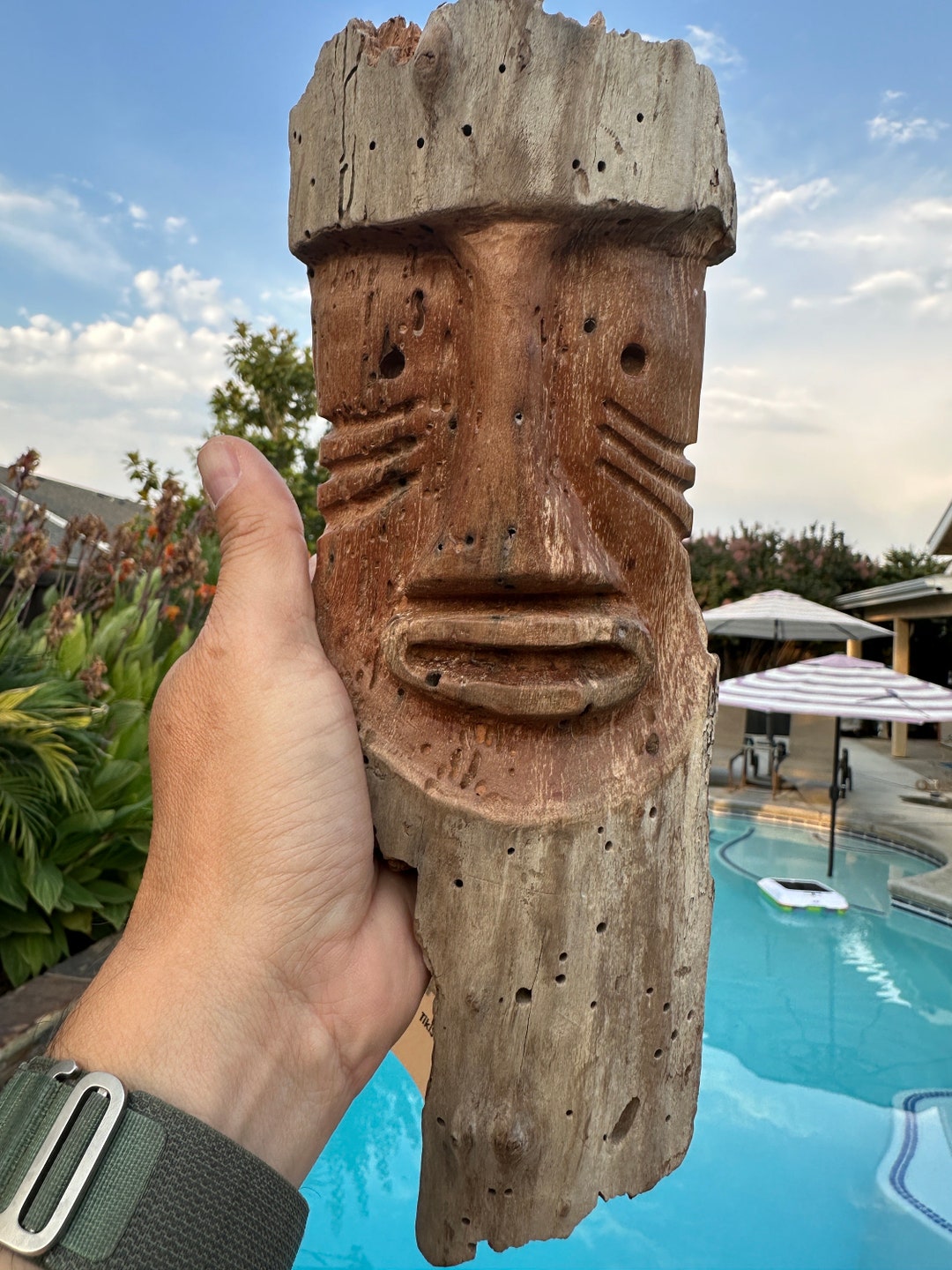 Carves Driftwood Tiki Mask, Wall Decoration - Etsy