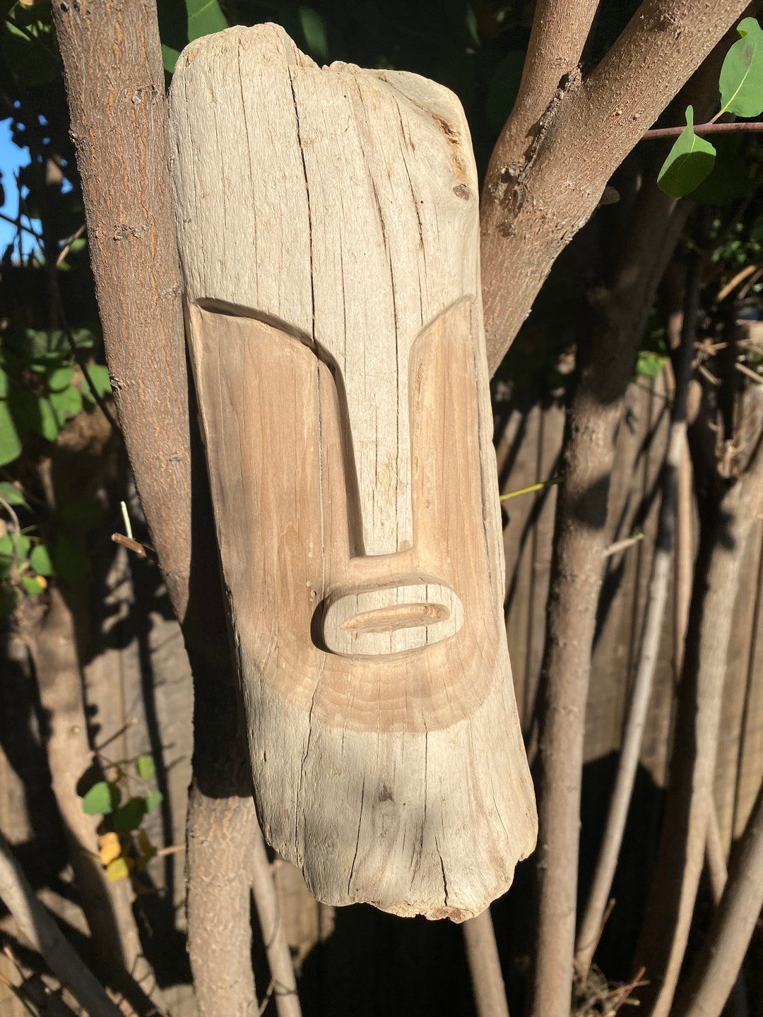 Driftwood Tiki Mask Wall Decoration, Carving - Etsy