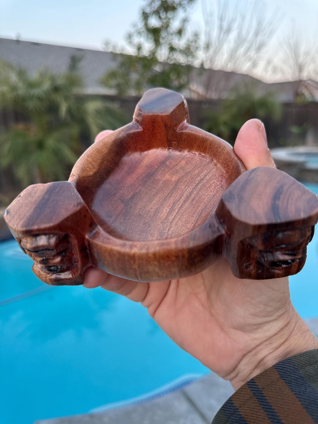 Three Faced Tiki Wooden Bowl, Monkey Pod, Hand Carved - Etsy