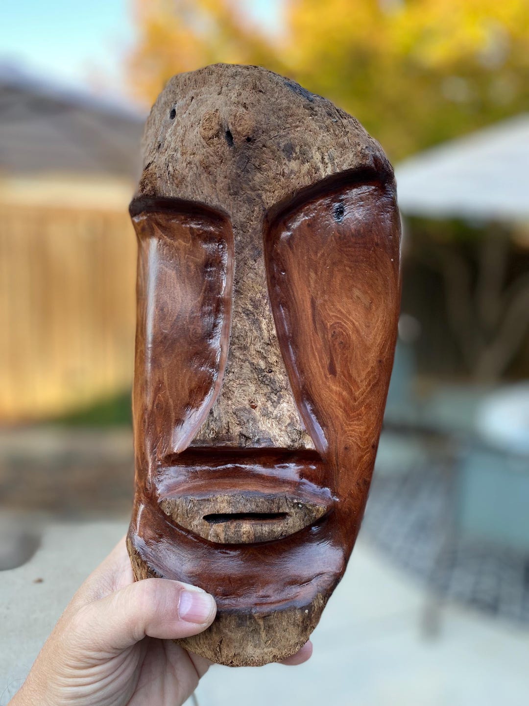 Tiki Mask, Hardwood, Hand Carved, Driftwood - Etsy