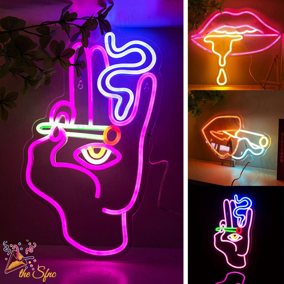 Custom Smoking Hand With Eye Neon Sign, Tripping Smoking Led Light ...