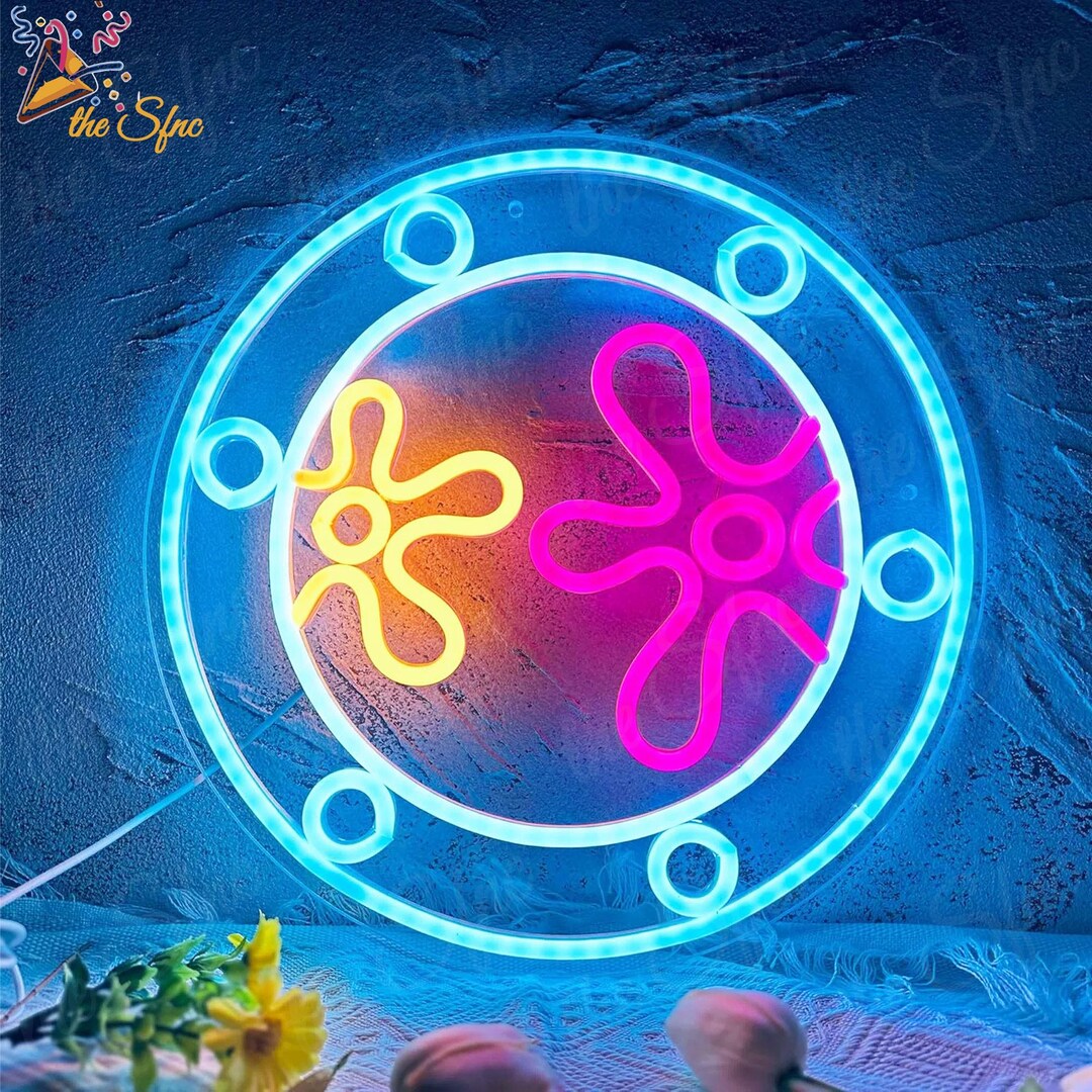 Popping Flowers LED Neon Sign, Underwater Window Neon Light, Cartoon ...