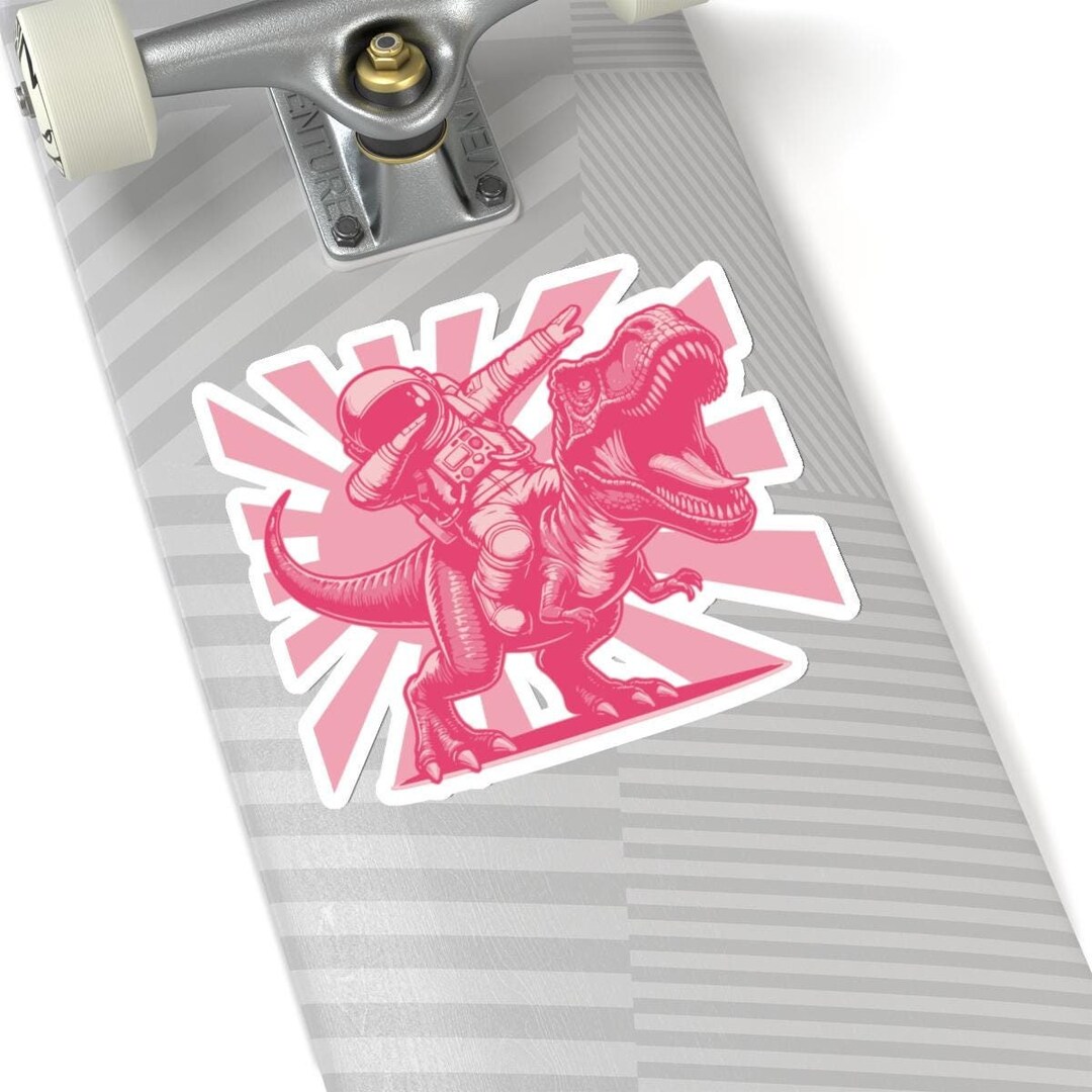 Bubblegum Pink Astronaut & T-rex Dabbing Sticker, Dabbing Dino Duo, Fun ...