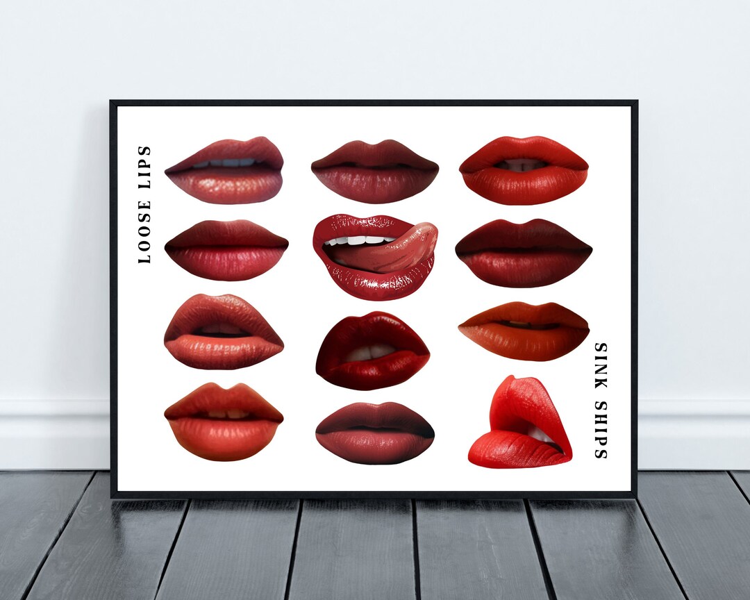 Loose Lips Sink Ships-digital Download Art Print-lipstick Wall Decor ...