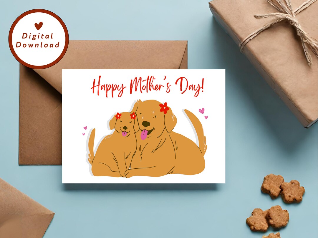 Printable Golden Retriever Mother's Day Card, Dog Mom Card, Golden ...
