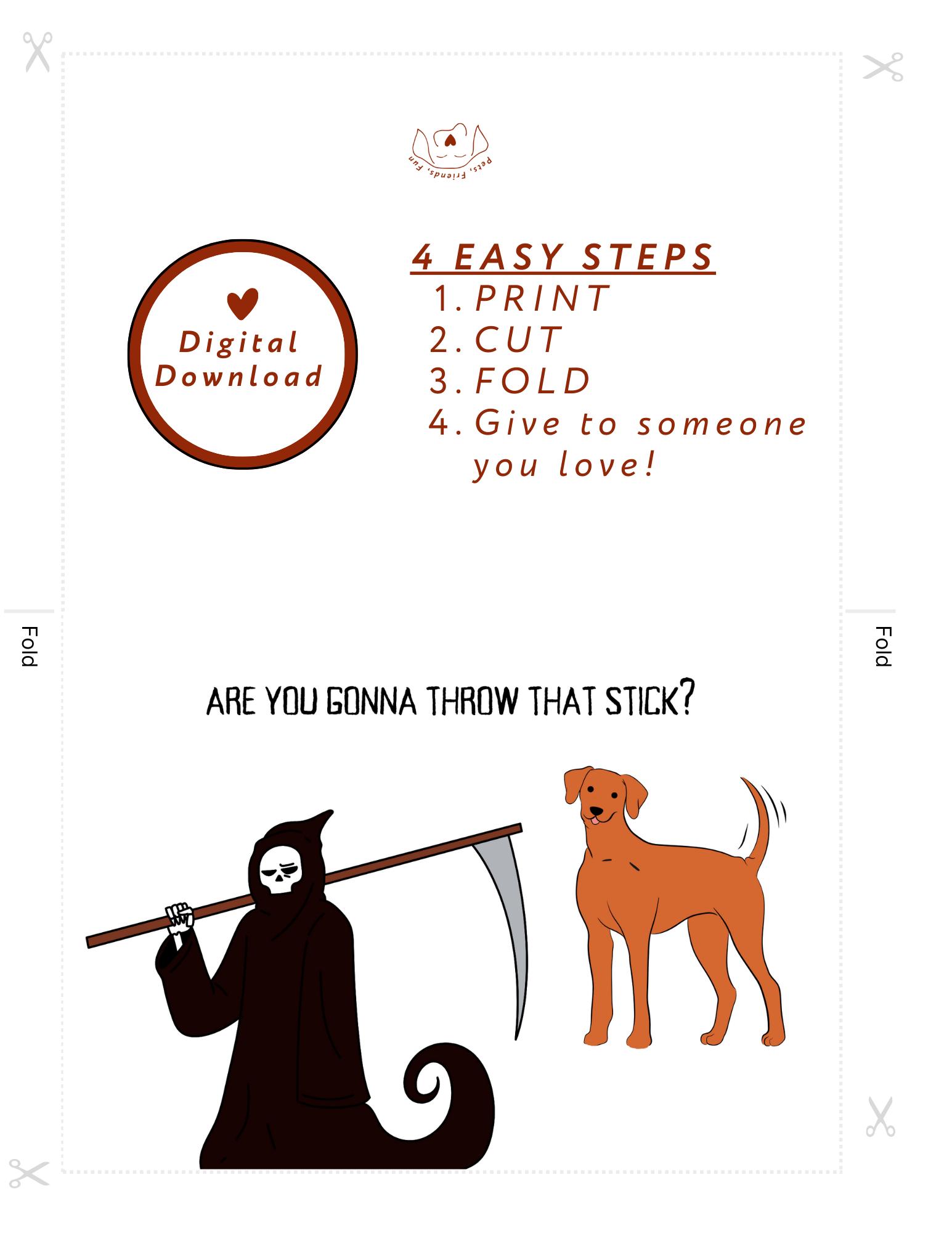 Printable Halloween Dog Card, Grim Reaper's Pet, Dog Halloween Sayings ...