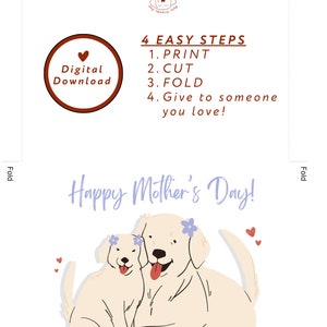 Printable White Retriever Mother's Day Card, Dog Mom Card, White ...