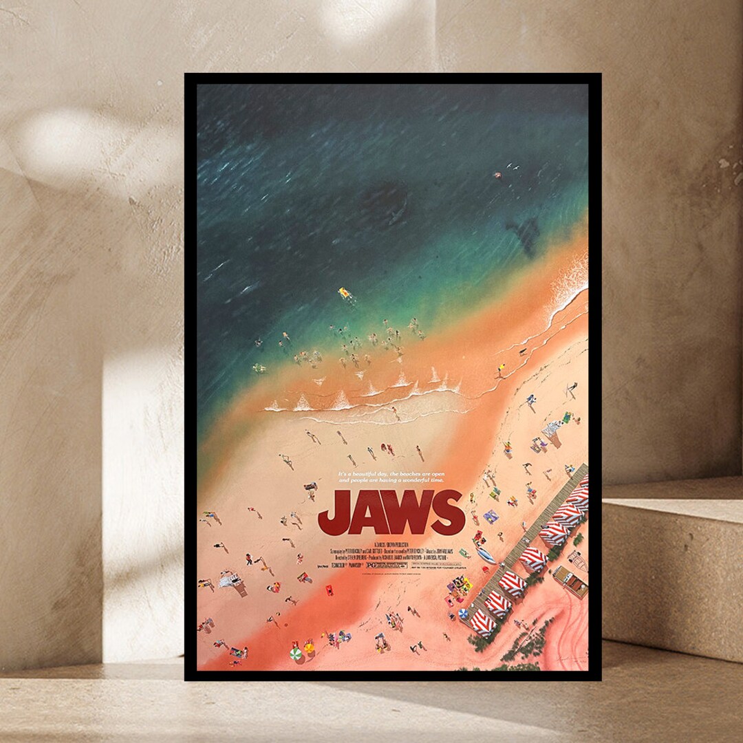 Jaws Movie Poster High Quality Canvas Multiple Sizes Classic Film ...
