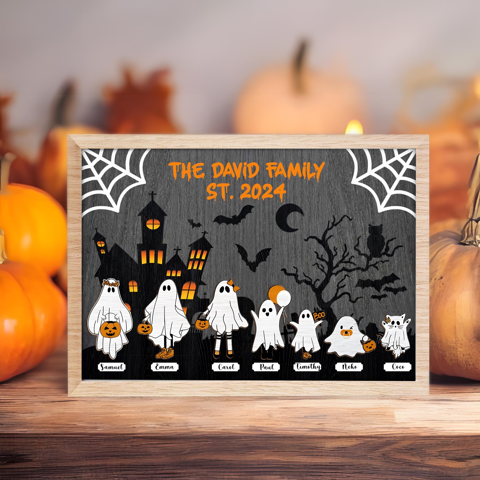Personalized Halloween Ghost Family Sign, Halloween Scene, Ghost Family ...