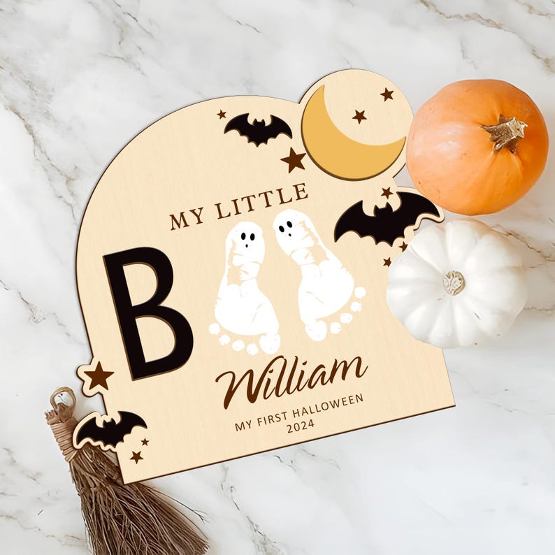 Halloween Footprint or Handprint Art Sign Trick or Treat My Little Boo ...