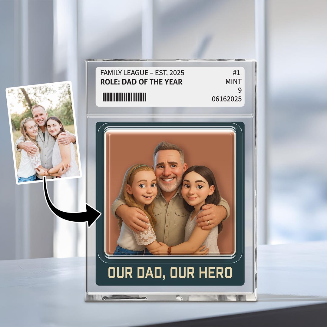 Custom Photo Dad and Kids Action Figure Acrylic Block, Personalized ...