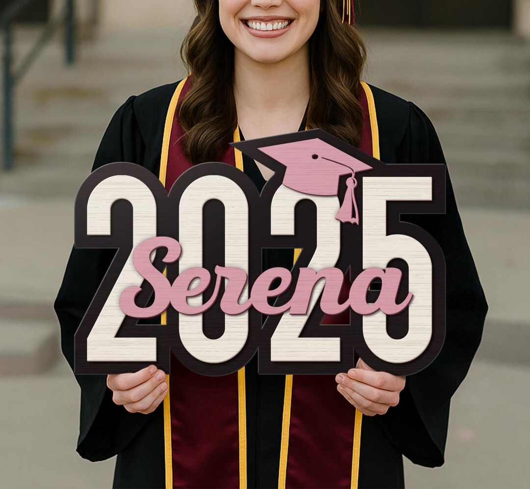 Personalized 2025 Graduation Year Sign, Custom Name & Cap Color, Wooden ...