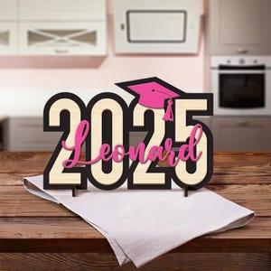Personalized 2025 Graduation Year Sign, Custom Name & Cap Color, Wooden ...