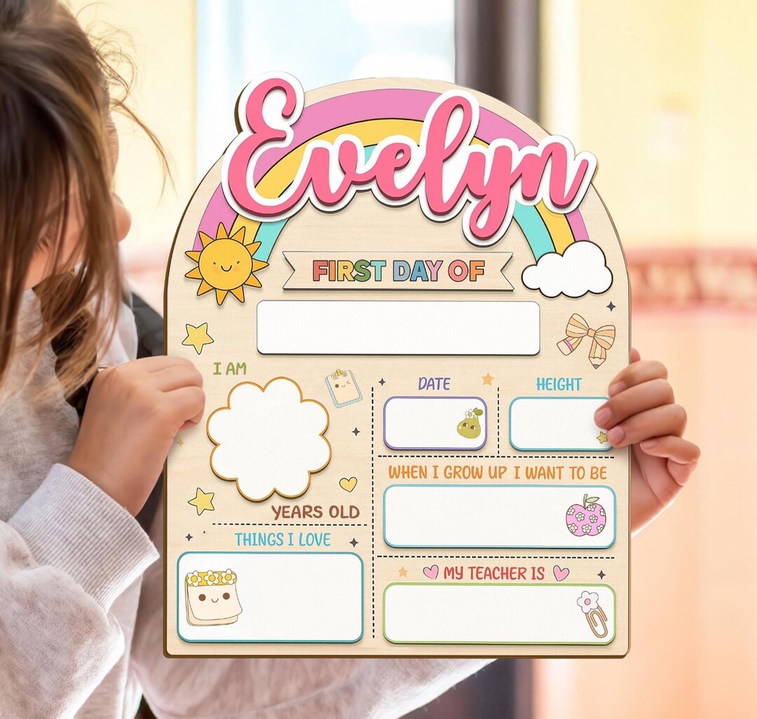 Custom First Day of School Sign, Back to School Sign, Kindergarten 1st ...